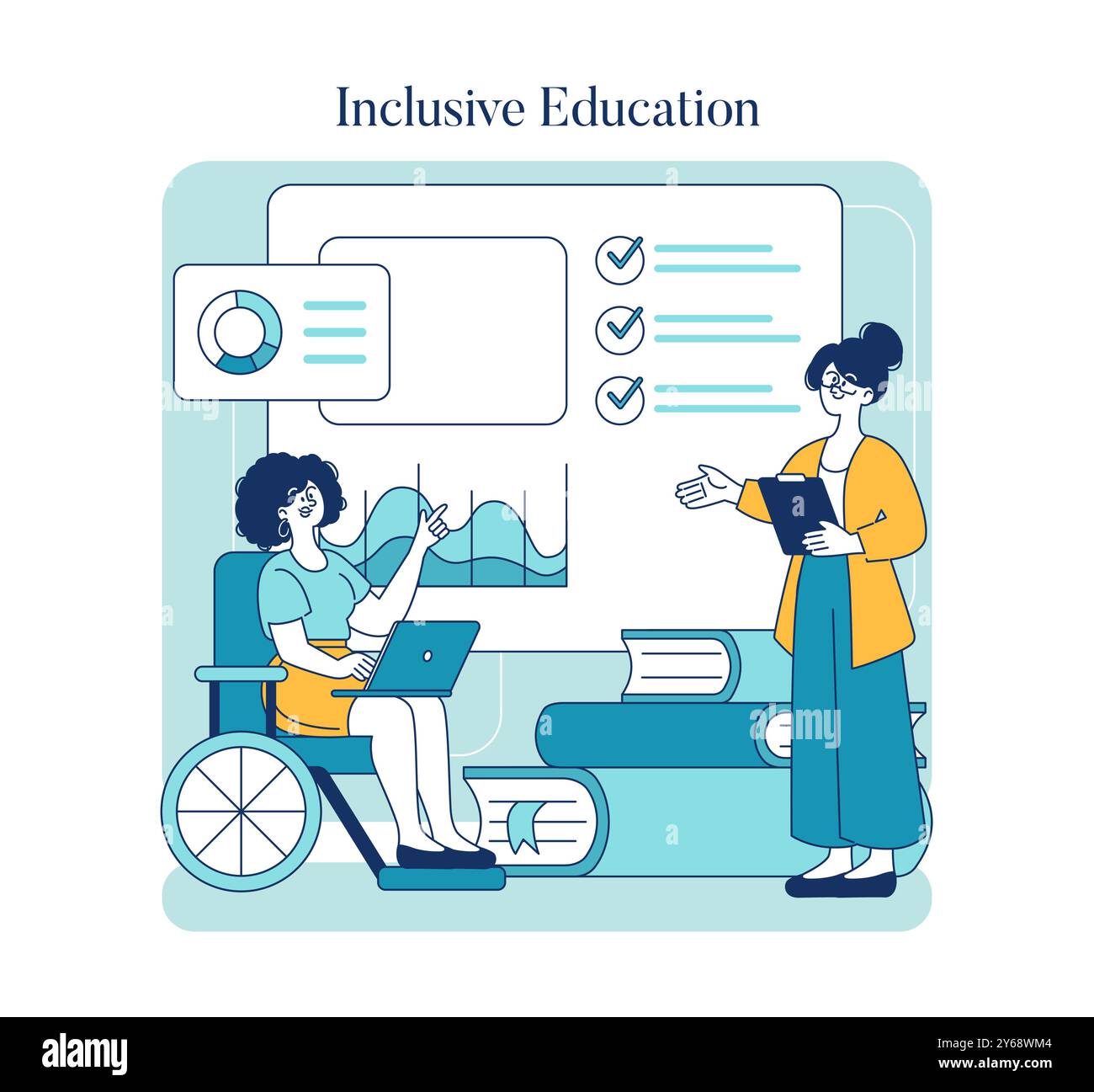 Inclusive Education concept. Students with disabilities actively participating in a modern ...