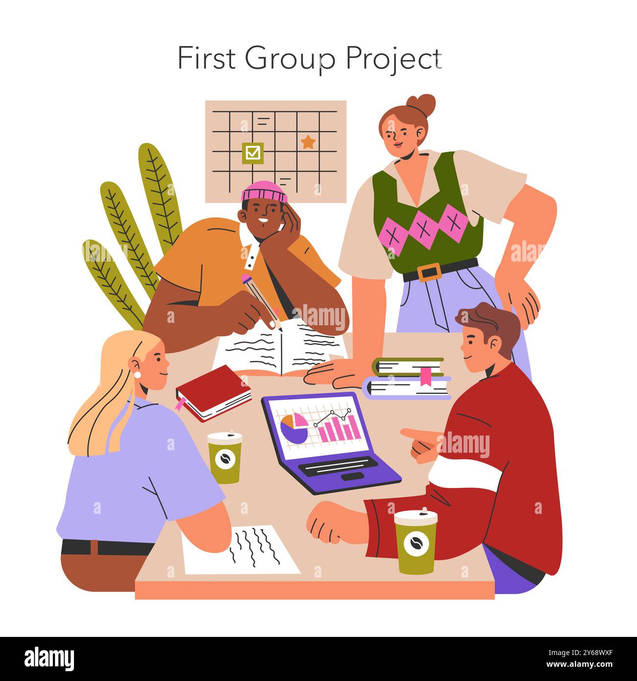 College freshman group Stock Vector Images - Alamy