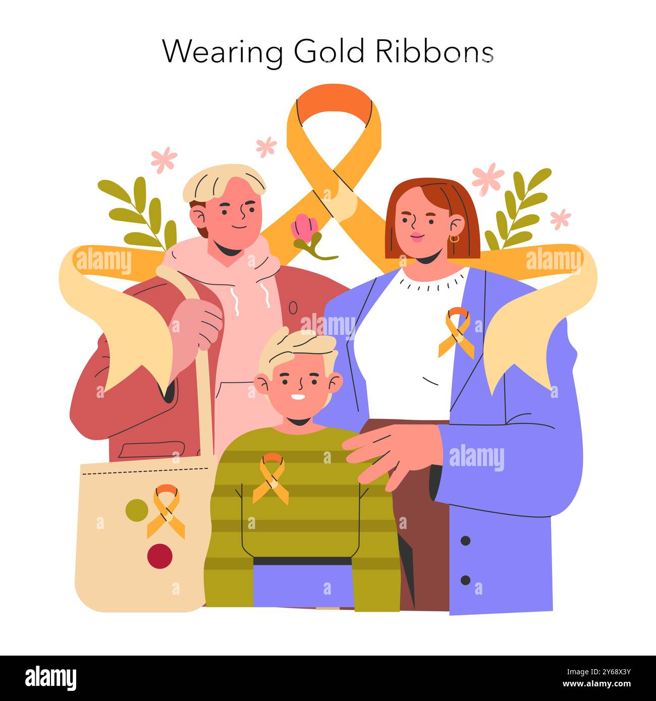 Childhood Cancer Awareness Month illustration featuring a family with ...