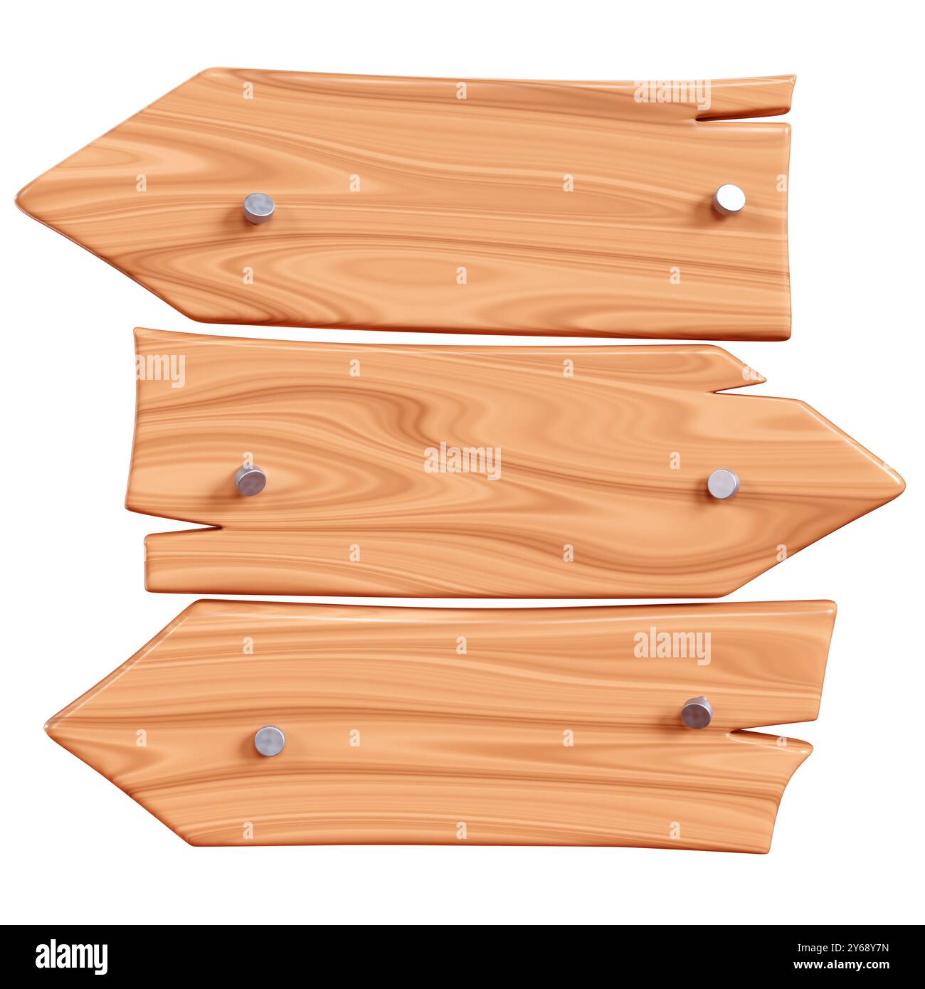 Wooden arrow plaque with cracks and nails for text box. Cartoon 3d ...
