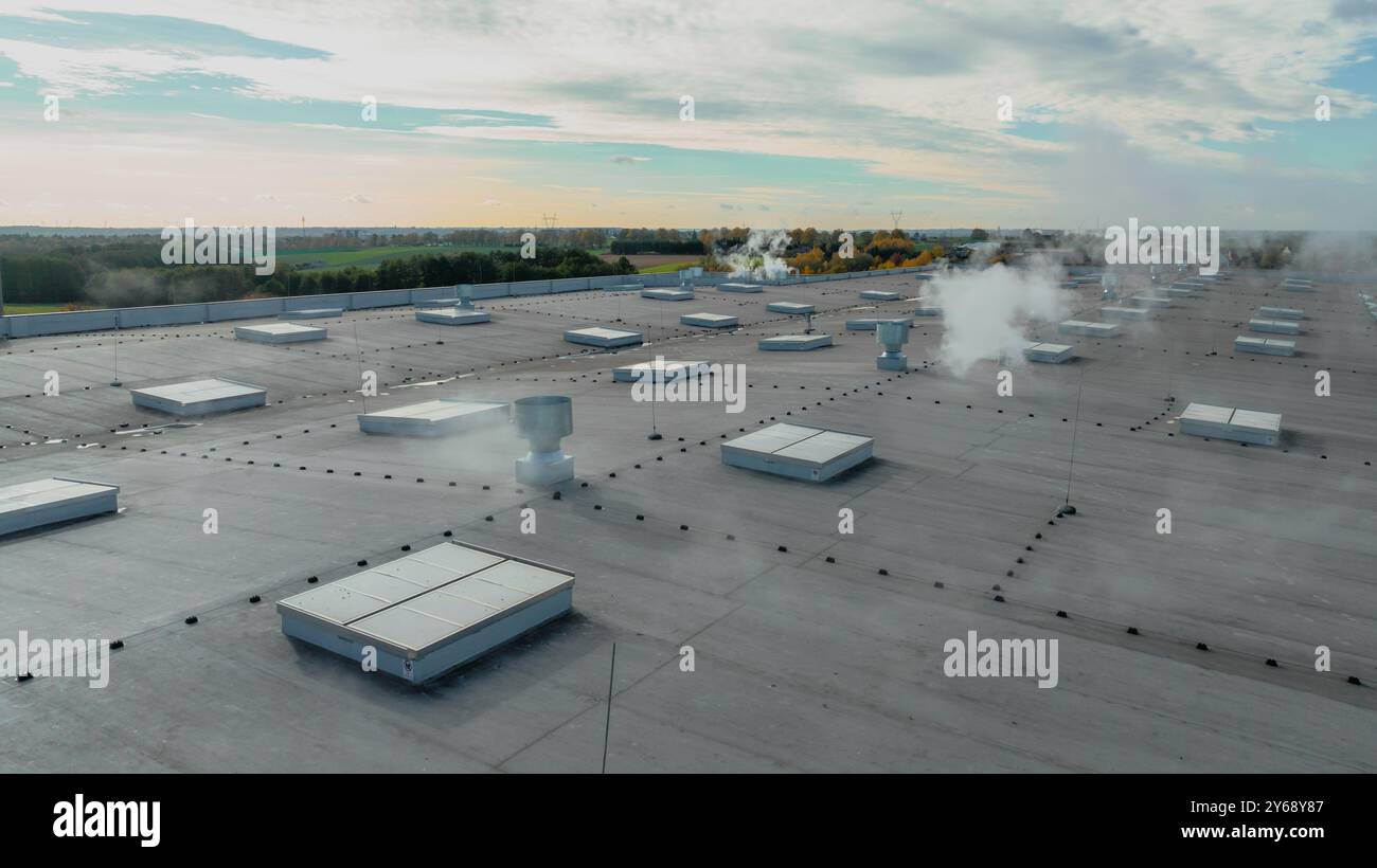 Industrial Rooftop with Ventilation Systems Stock Photo - Alamy