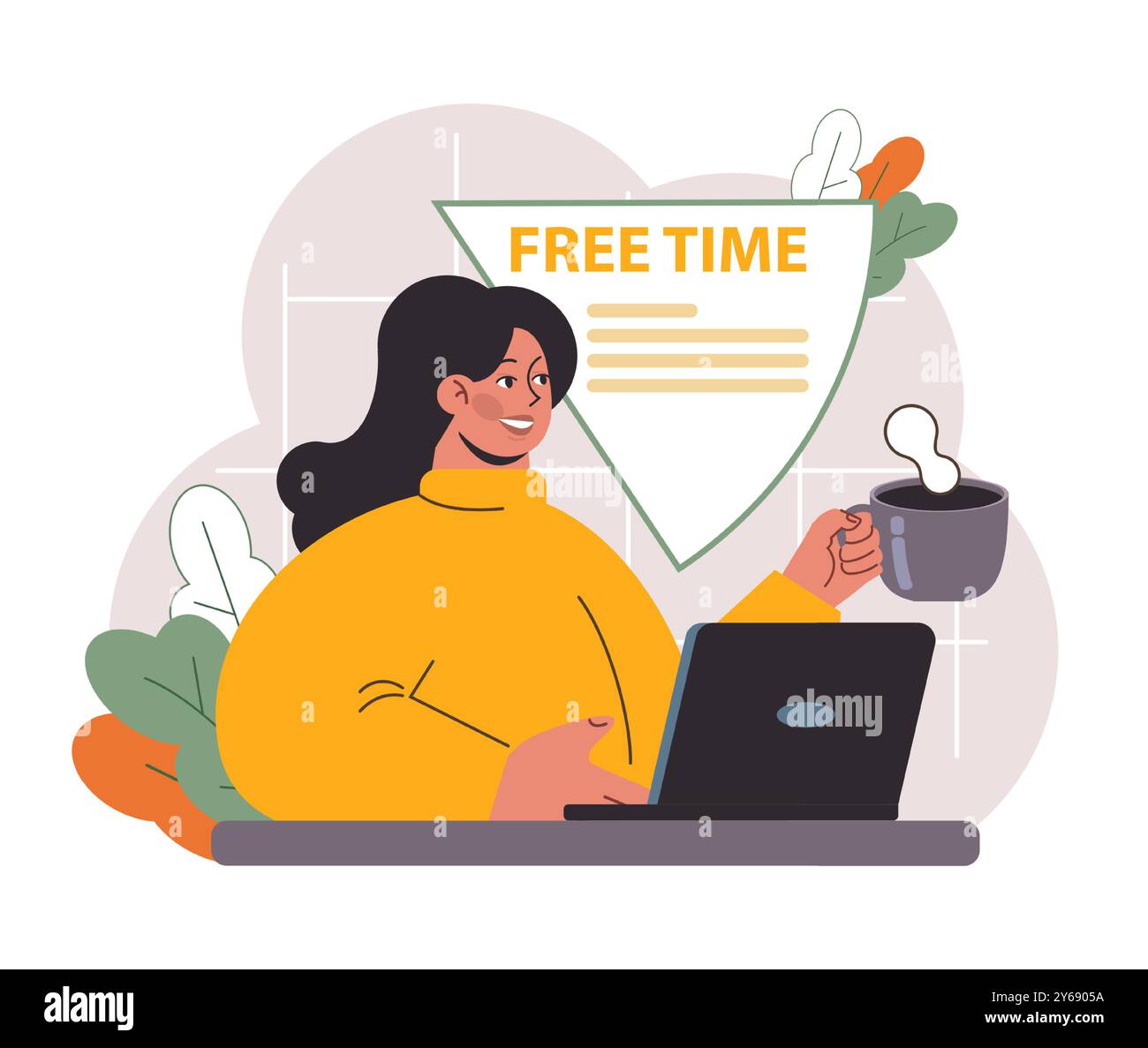 Hybrid work. Characters with a flexible schedule, working from office ...