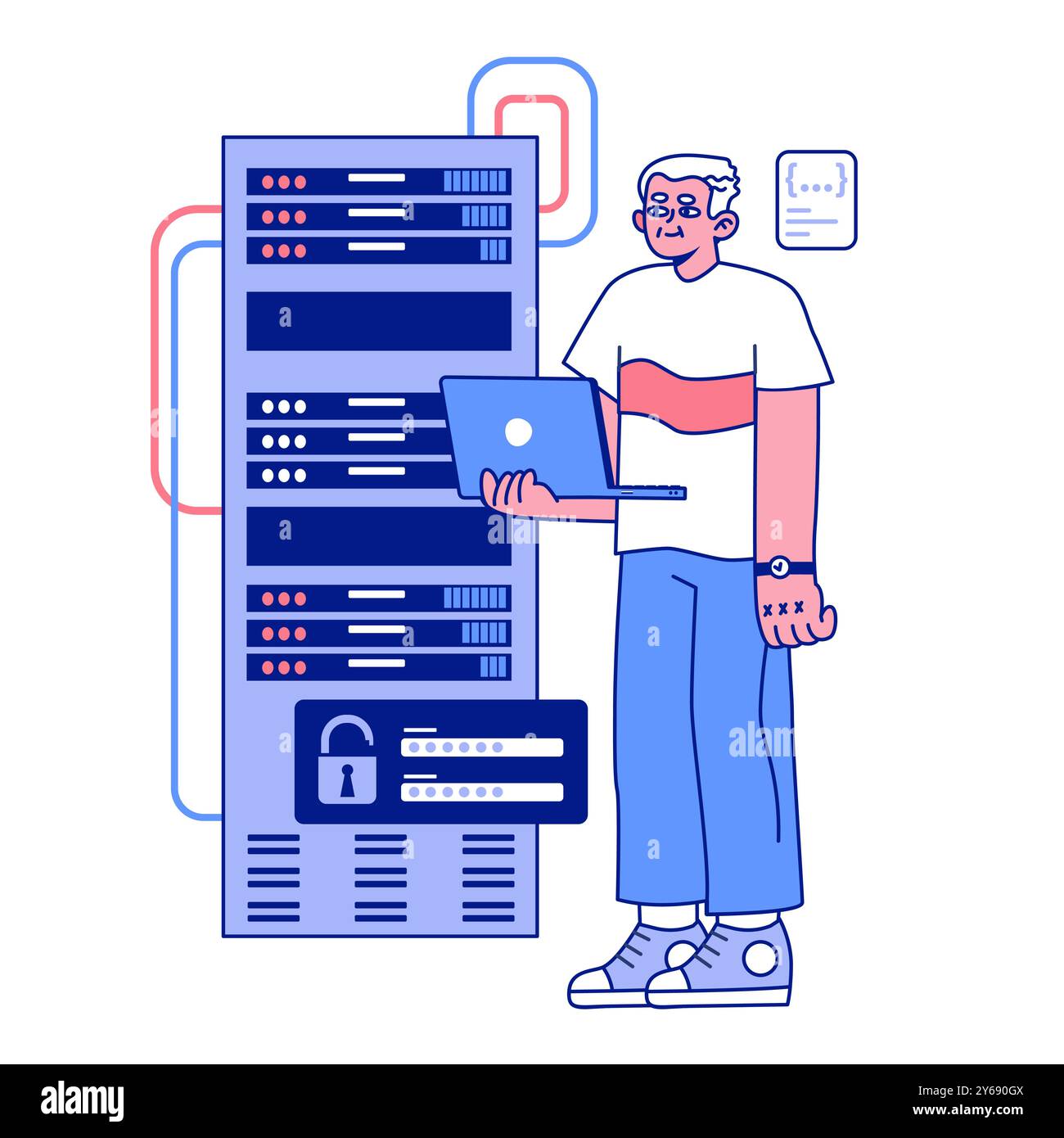 Engineer coding in data center Cut Out Stock Images & Pictures - Alamy