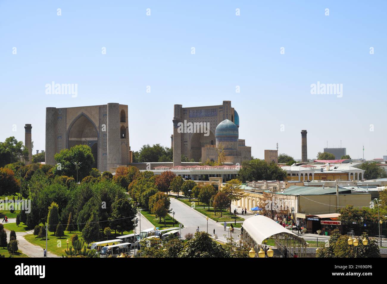 Samarkand, Uzbekistan - Sept 10, 2024: Samarkand cityscape with Bibi ...