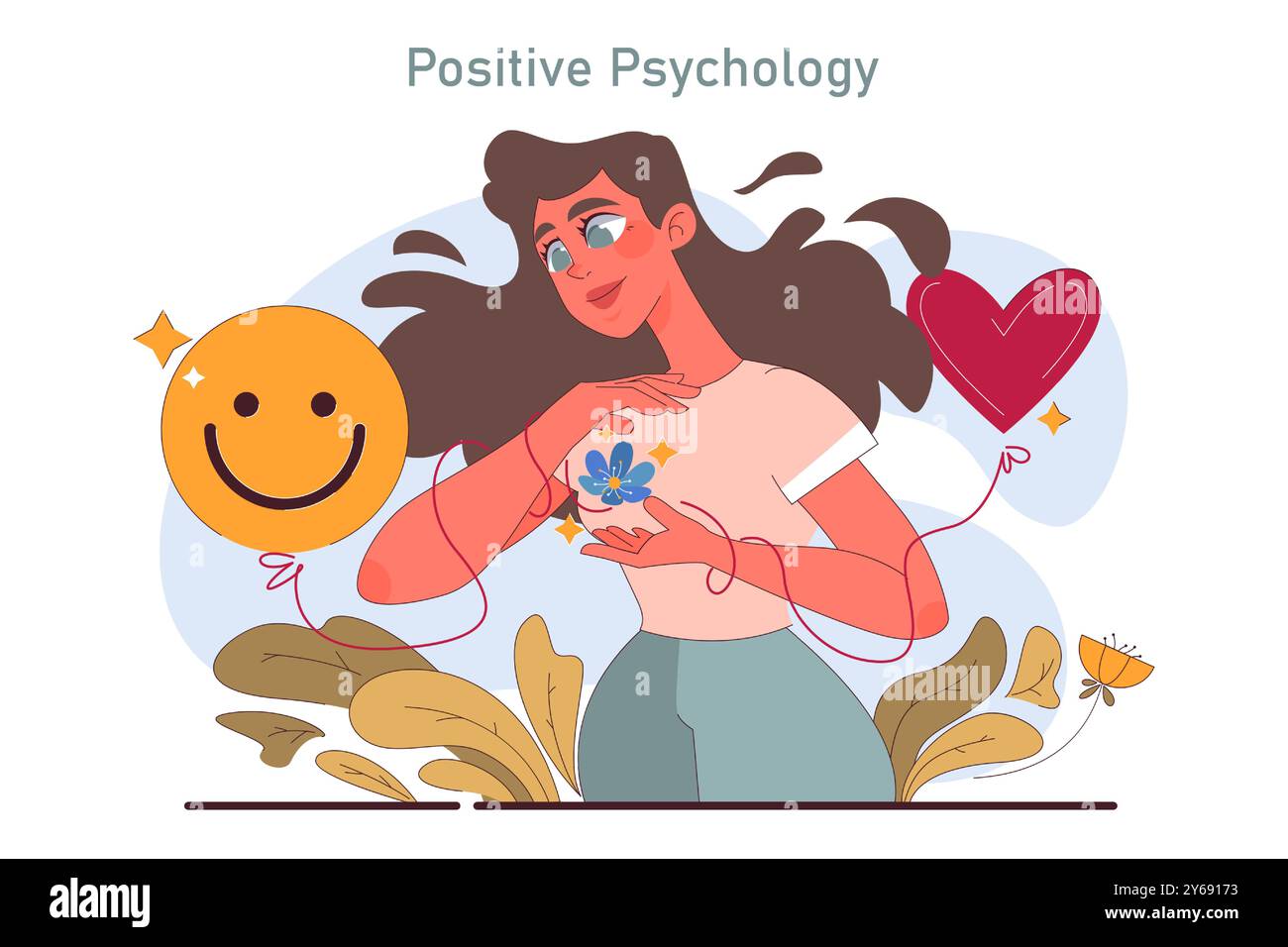 Positive psychology. Positive thinking and attitude. Optimistic mindset ...
