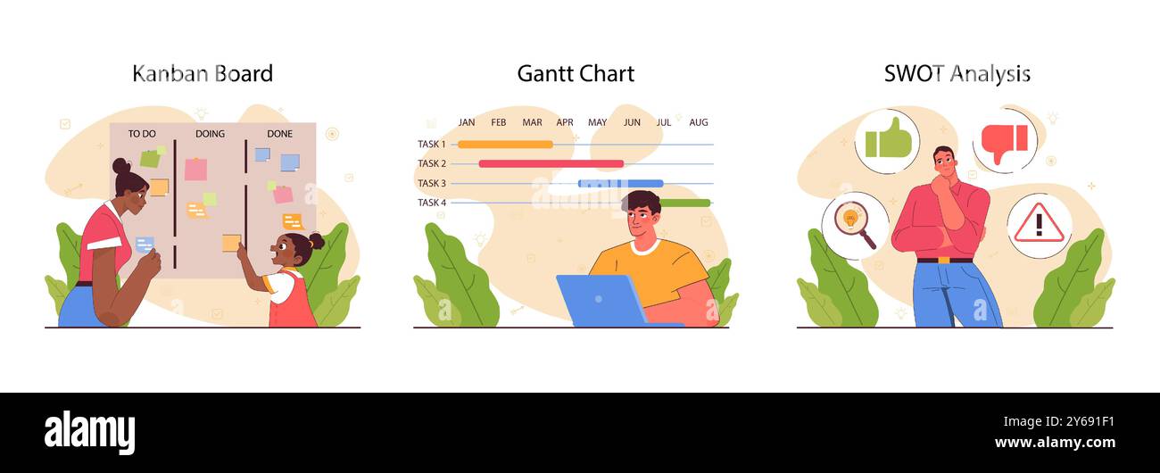 Planning and organization of tasks on board set. Character planning or ...