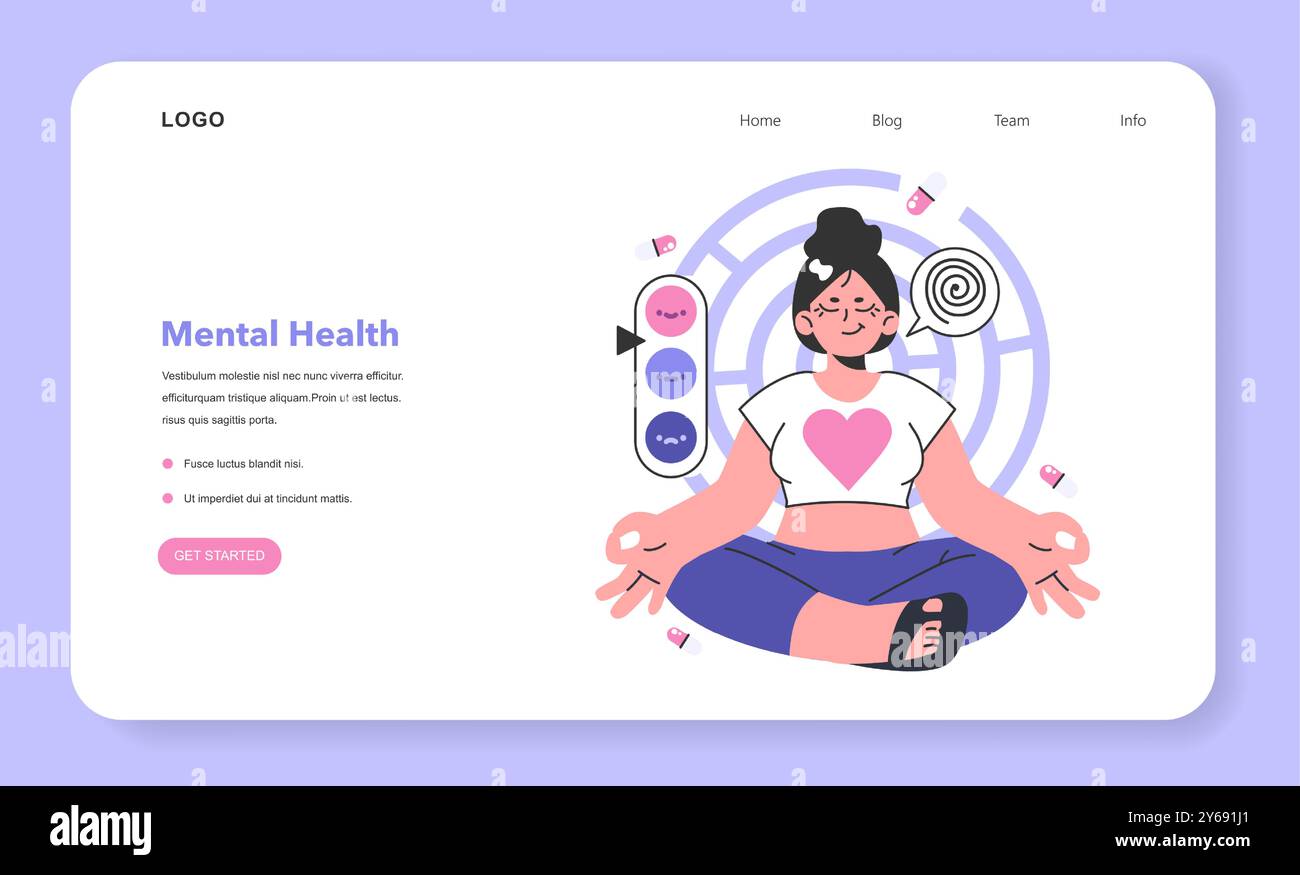 Mental wellbeing or health. Calm emotions and happiness mindset. Woman ...