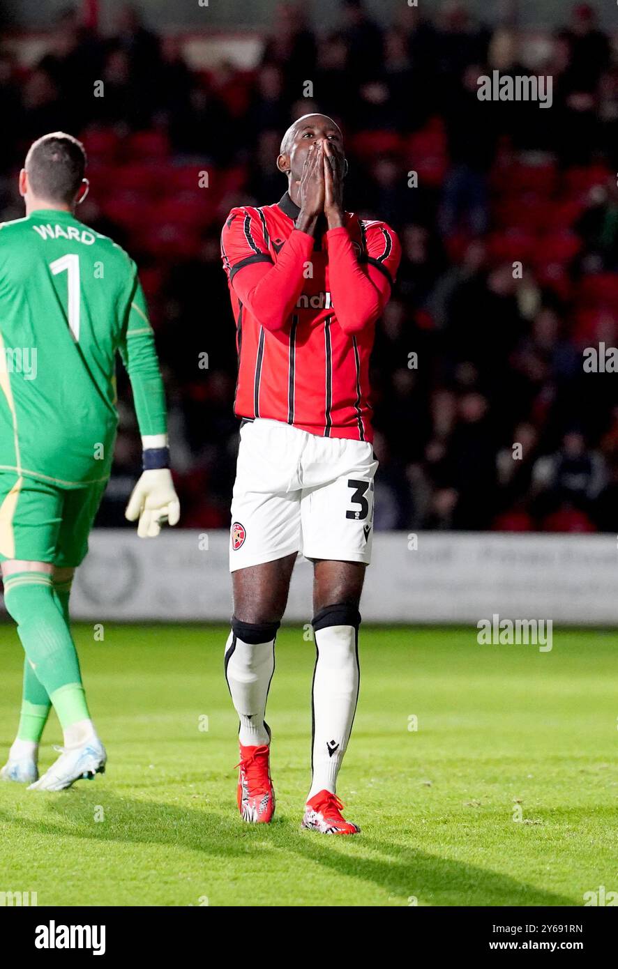 Walsall's Albert Adomah reacts as his shot goes wide during the Carabao ...