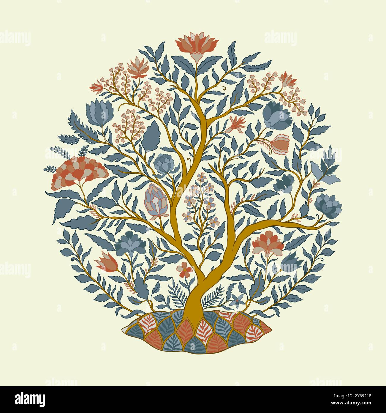 Mughal tree decorative ornamental floral. Vintage intricate traditional ...