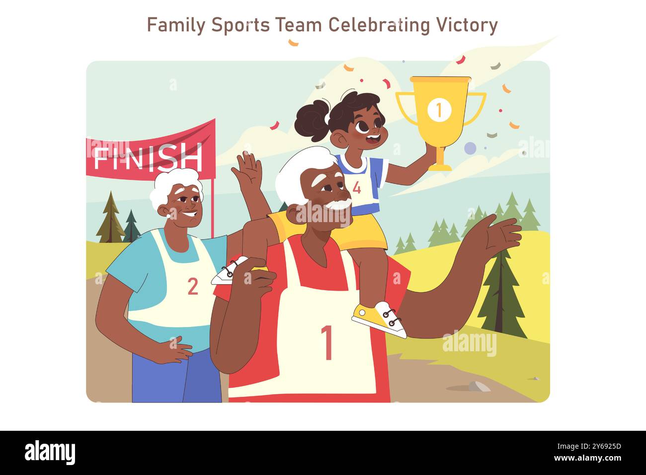 Family sports day. Active parents and children lifestyle. Fitness ...