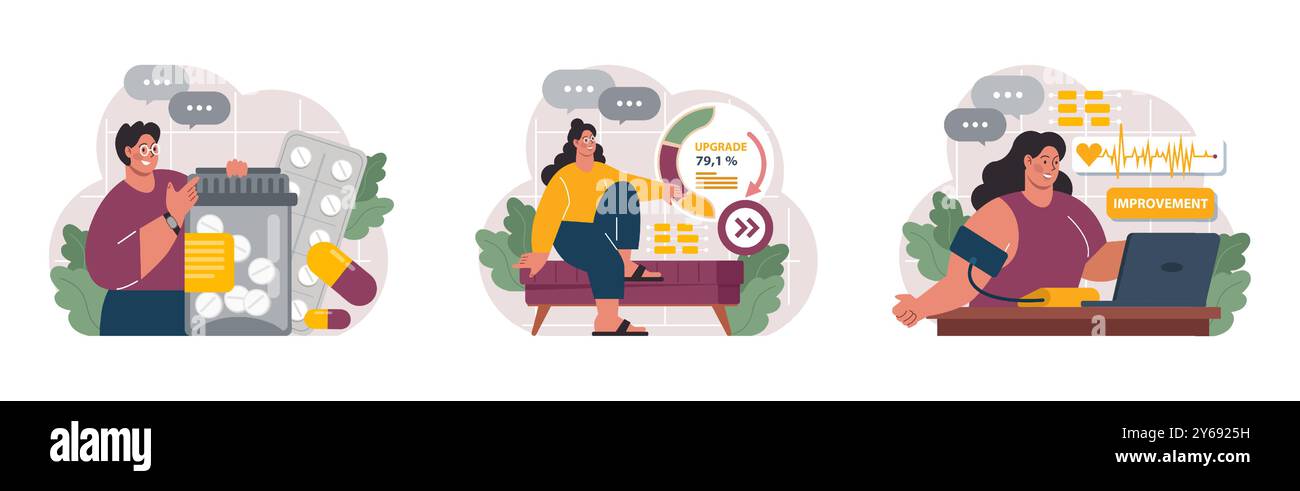 Biohacking set. Health' engineering and improving with modern ...