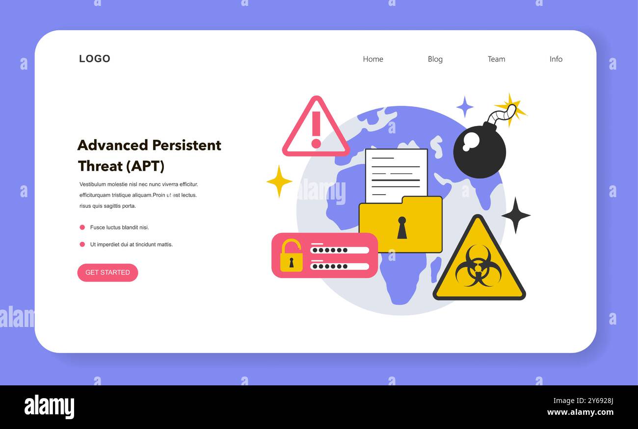 APT or Advanced persistent threat web banner or landing page. Malicious ...
