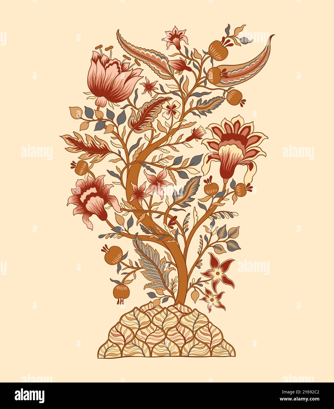 Mughal tree decorative ornamental floral. Vintage intricate traditional ...