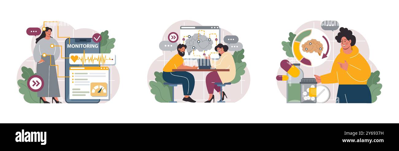 Biohacking set. Health' engineering and improving with modern ...