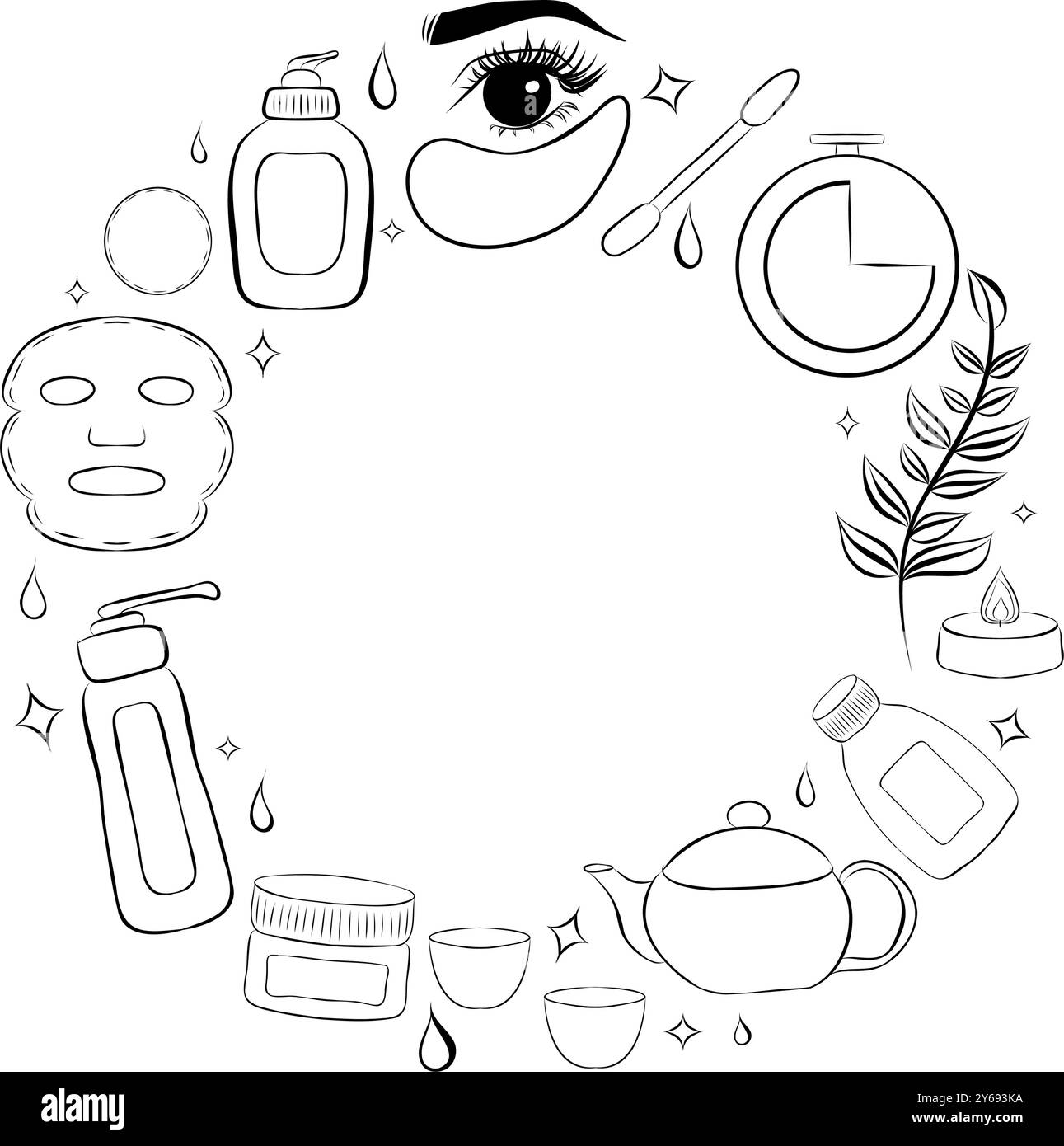 Hand drawn frame with Beauty products. Cosmetic Vector background ...