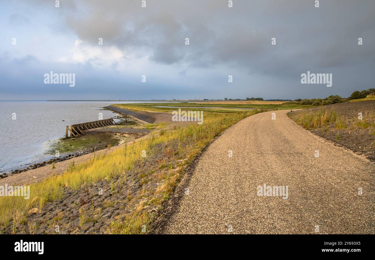 View over Waddensea from Deltaworks dike in Oosterland on former island ...