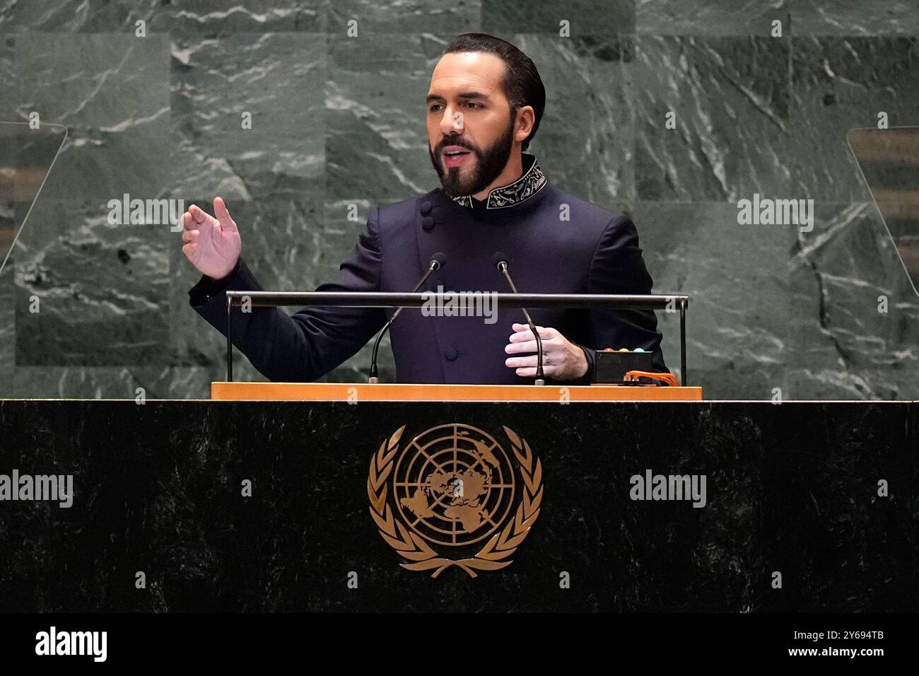 President of El Salvador Nayib Armando Bukele addresses the 79th ...