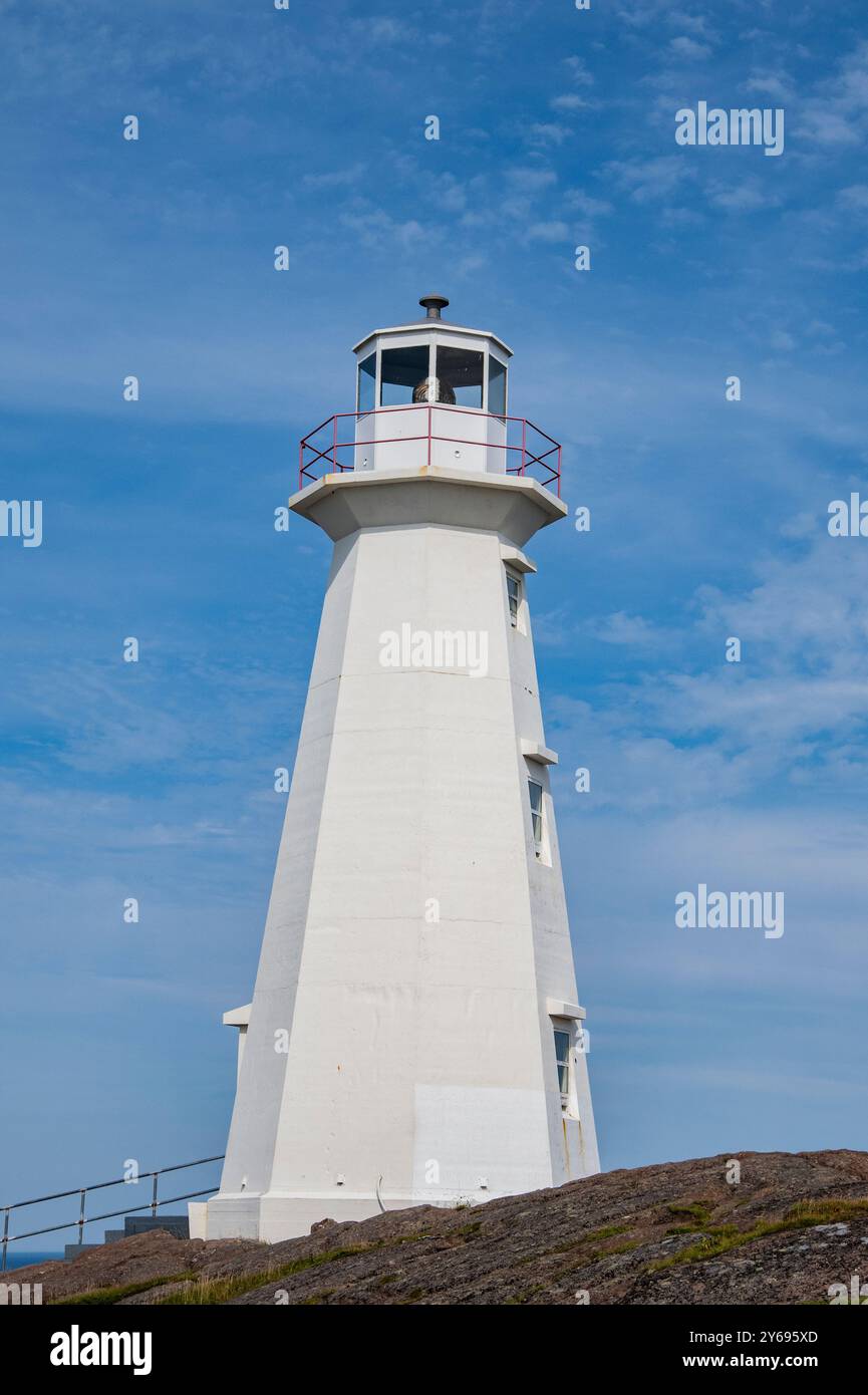 Modern lighthouse at Cape Spear Lighthouse National Historic Site in St ...
