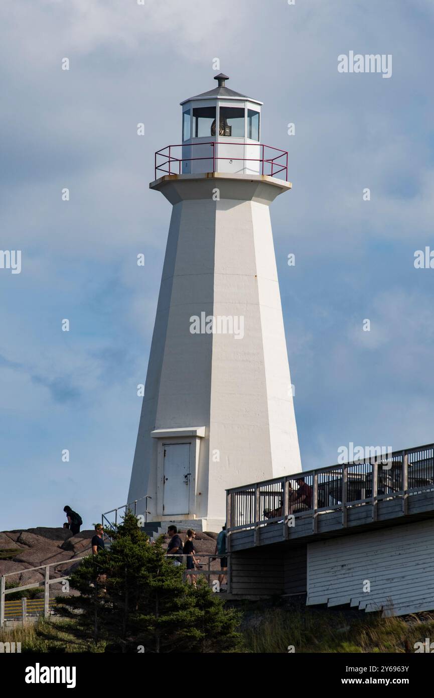 Modern lighthouse at Cape Spear Lighthouse National Historic Site in St ...
