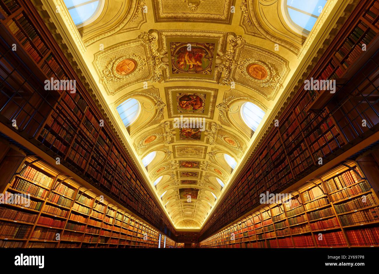 interiors of the library in the Luxembourg palace, home of the french ...