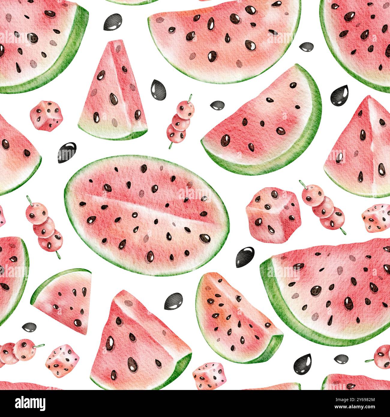 Watermelon Seamless Pattern. Watercolor illustration of fruit ornament ...