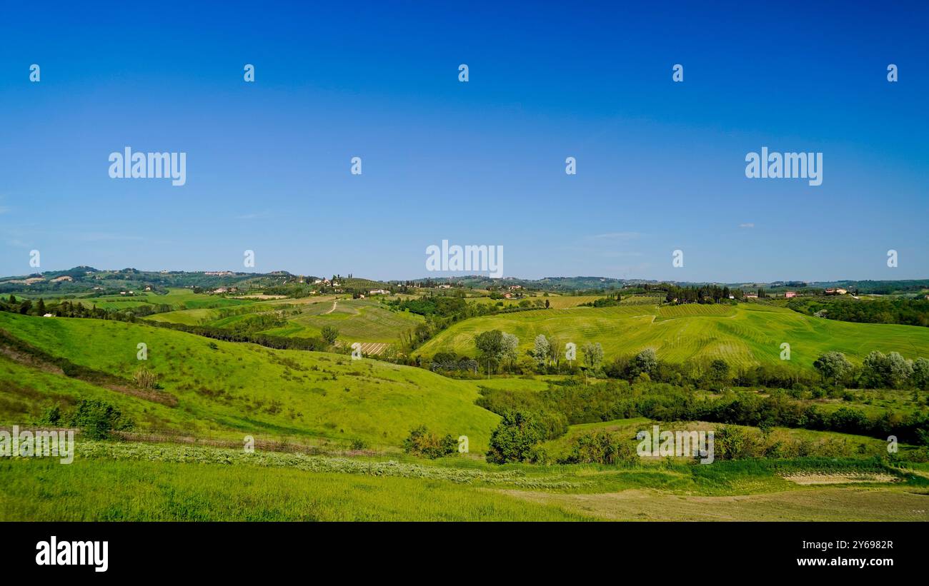 Panorama of the hills of Lajatico, birthplace of Andrea Bocelli ...