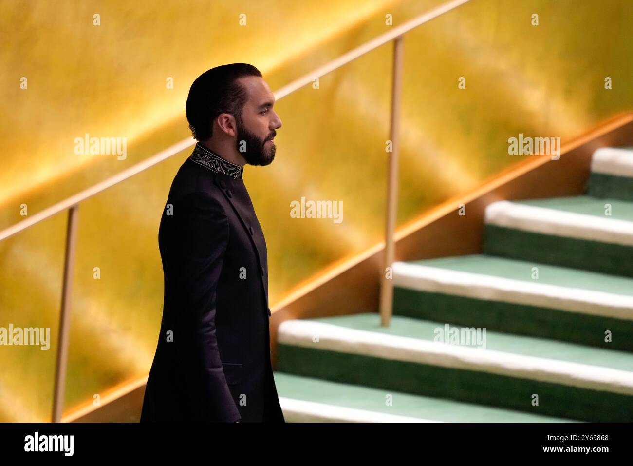 Nayib Armando Bukele, President of El Salvador, arrives to address the ...