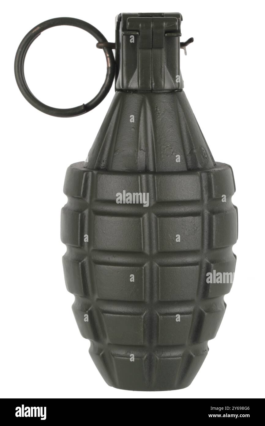 Fragmentation hand grenade World War two period isolated on white ...
