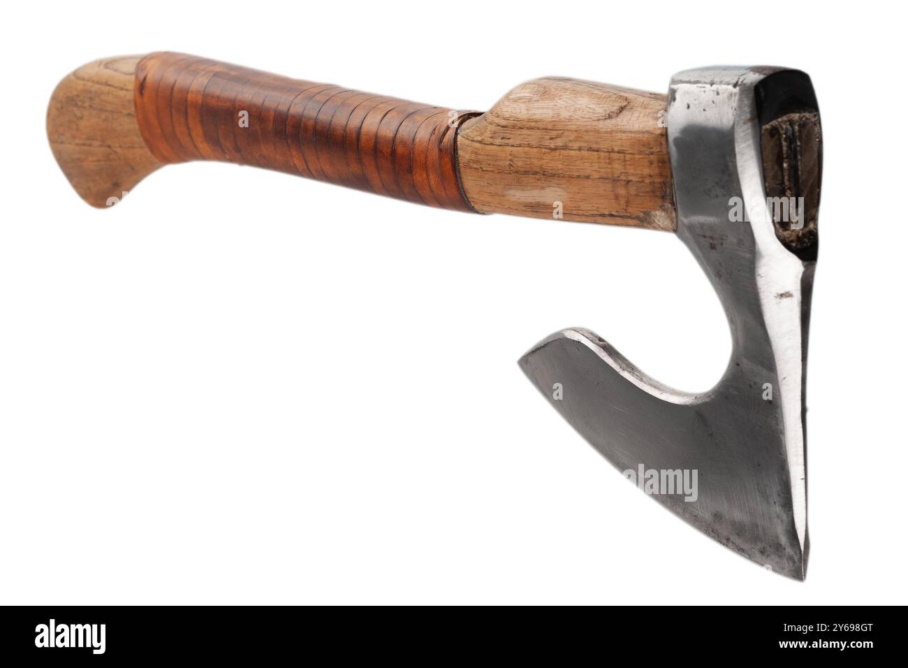 battle axe with wooden handle on white background Stock Photo - Alamy