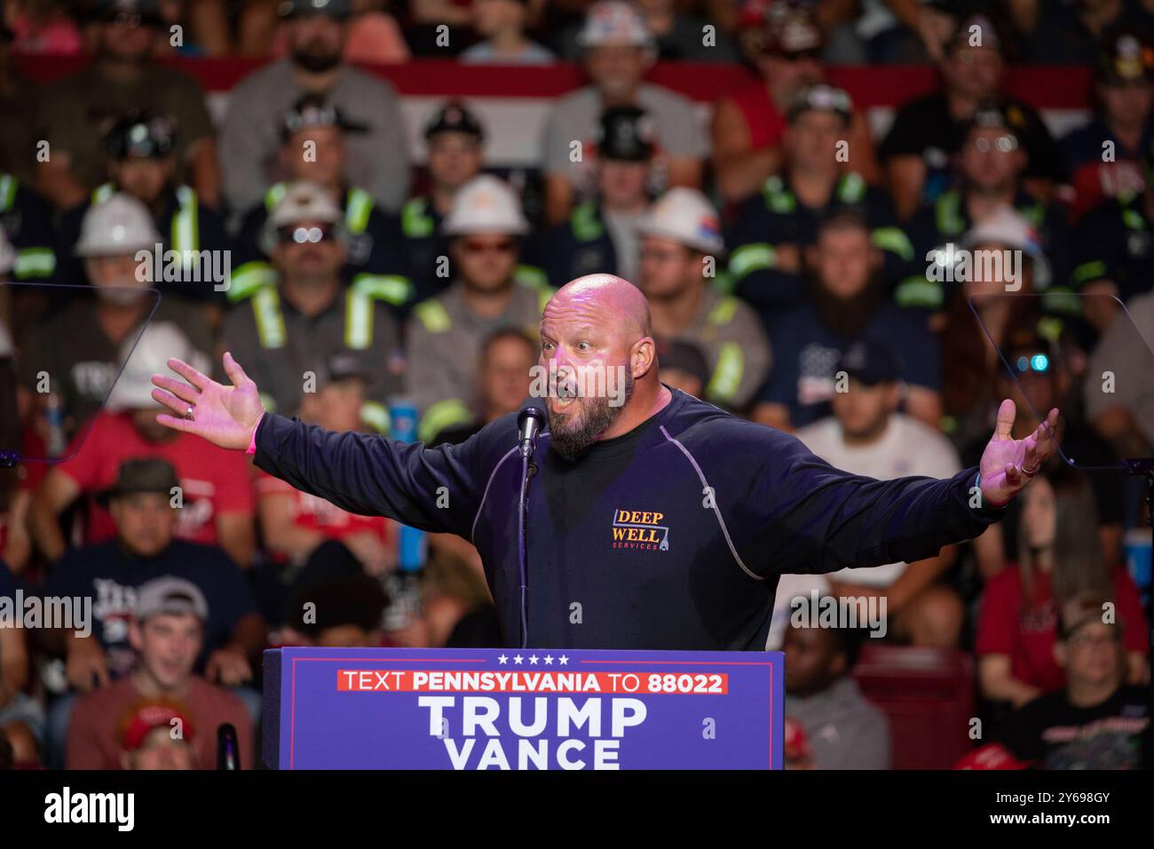 John Sabo, a vice president with Deep Well Services, speaks before ...