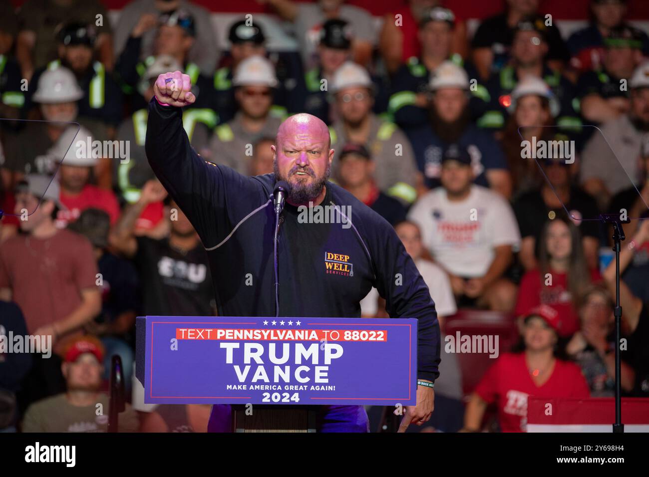 John Sabo, a vice president with Deep Well Services, speaks before ...