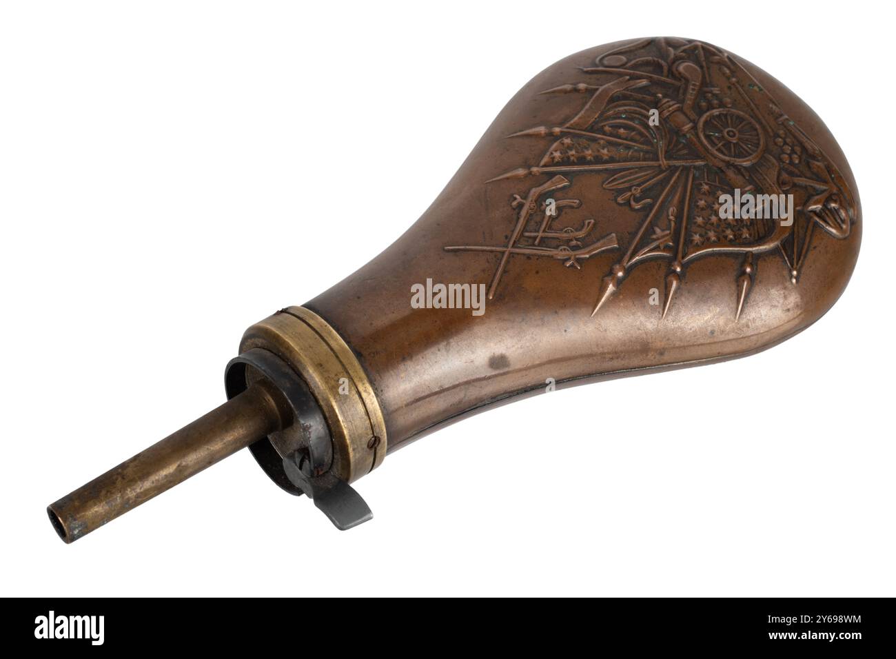 Old west gunpowder flask isolated on white background Stock Photo - Alamy
