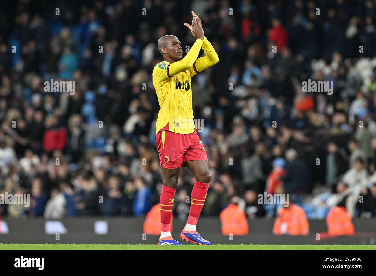 Angelo Ogbonna of Watford claps fans at full time during the Carabao ...