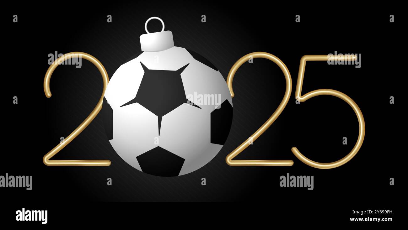 soccer 2025 Happy New Year. Sports greeting card with golden number ...