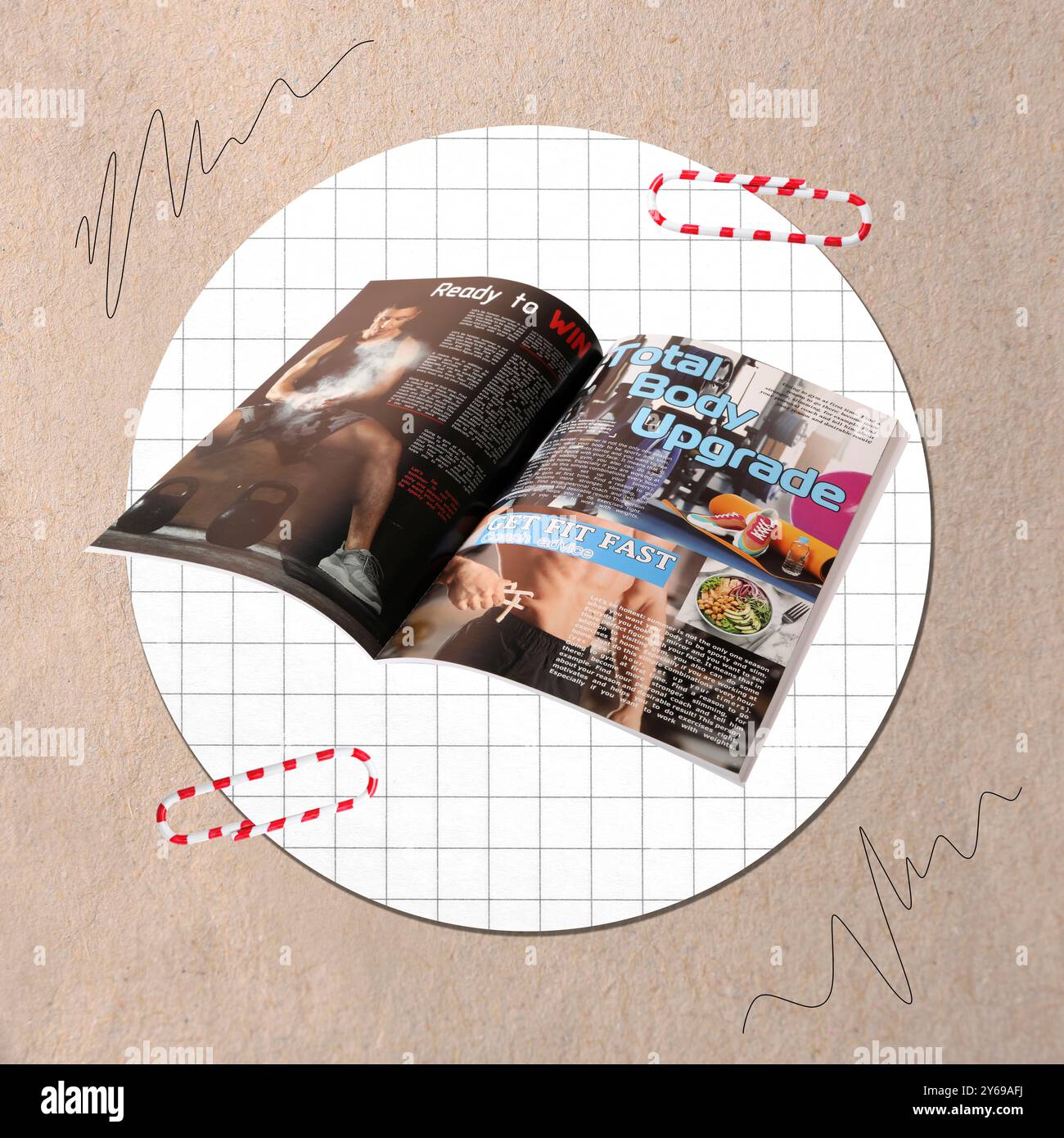 Magazine with articles by journalists on paper, collage Stock Photo - Alamy