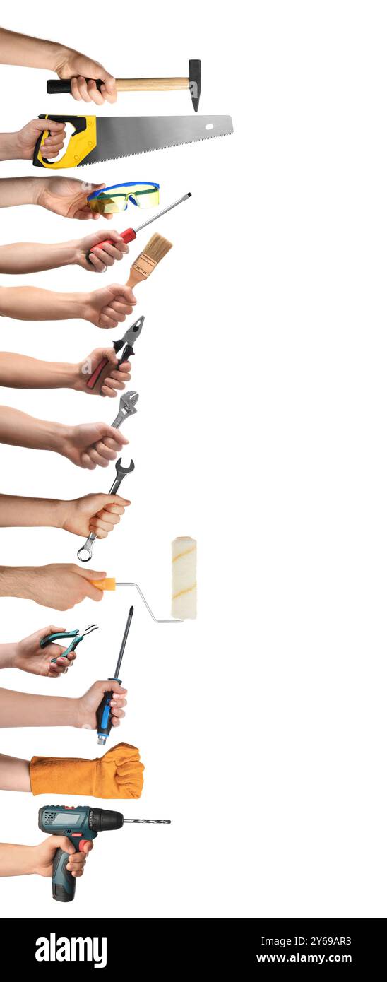 Many hands different construction hi-res stock photography and images ...