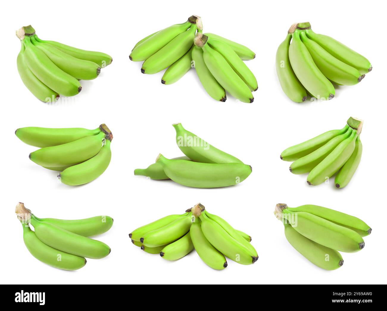 Fresh ripe green bananas isolated on white, set Stock Photo - Alamy