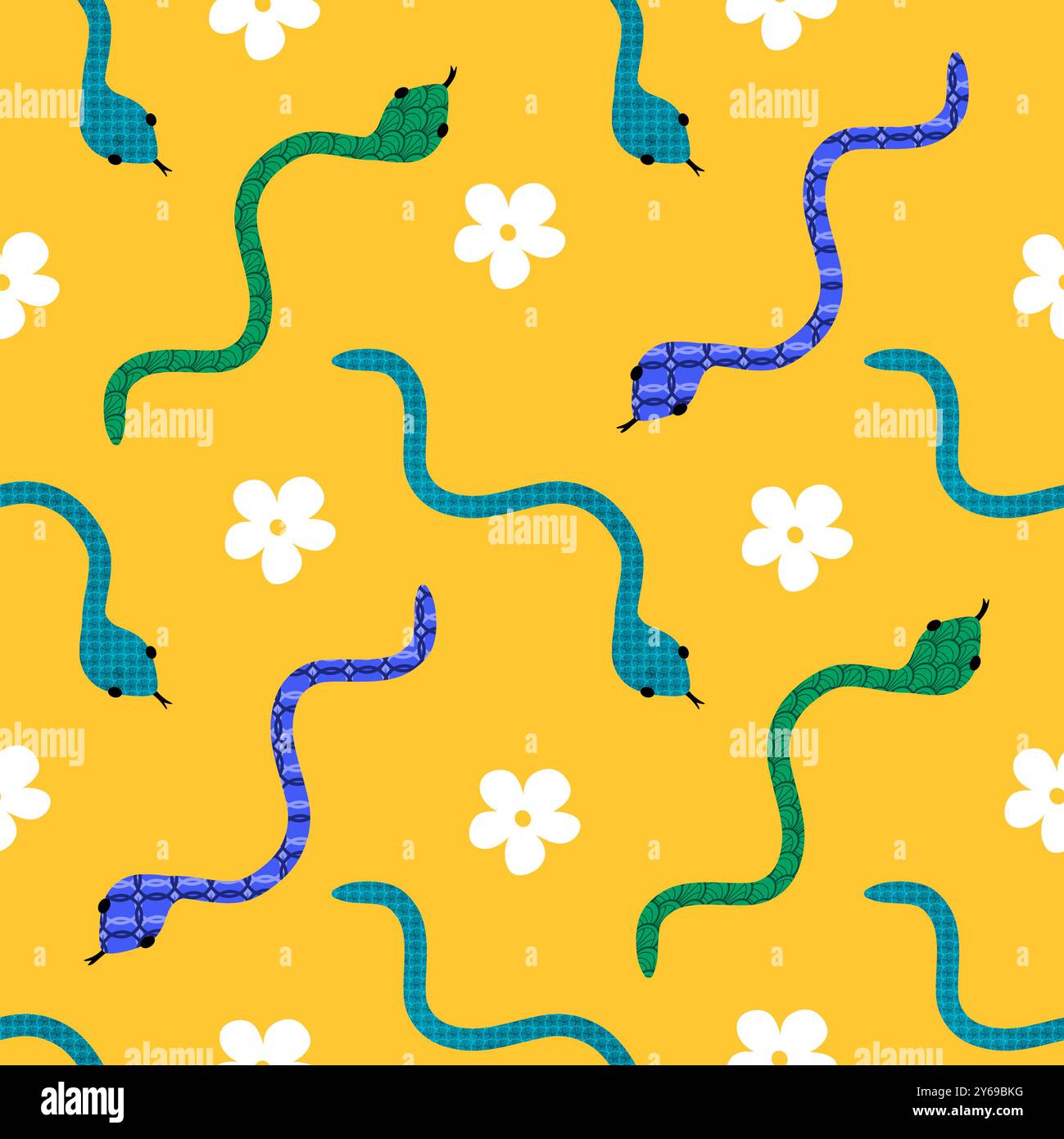 Summer cartoon animals seamless snake pattern for wrapping paper and ...