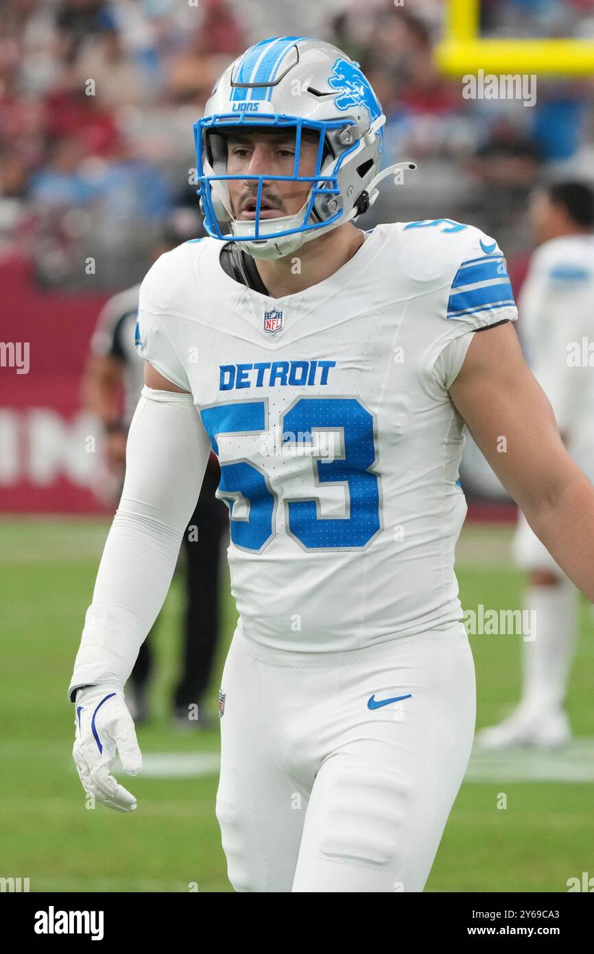 Detroit Lions linebacker Trevor Nowaske (53) during the first half of an NFL football game ...