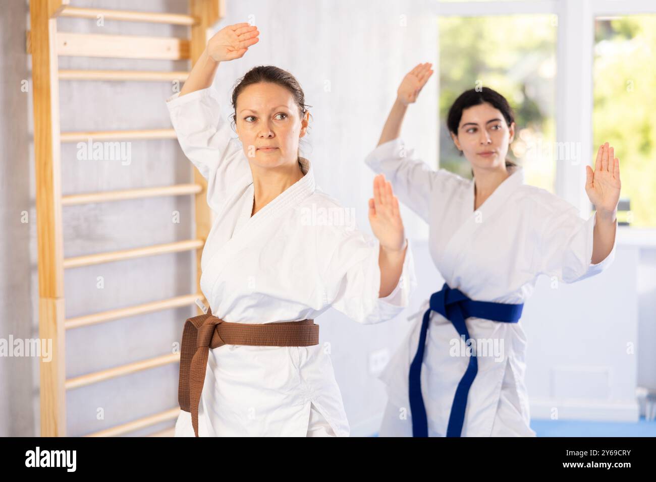 focusing on their hand punch training Stock Photo - Alamy