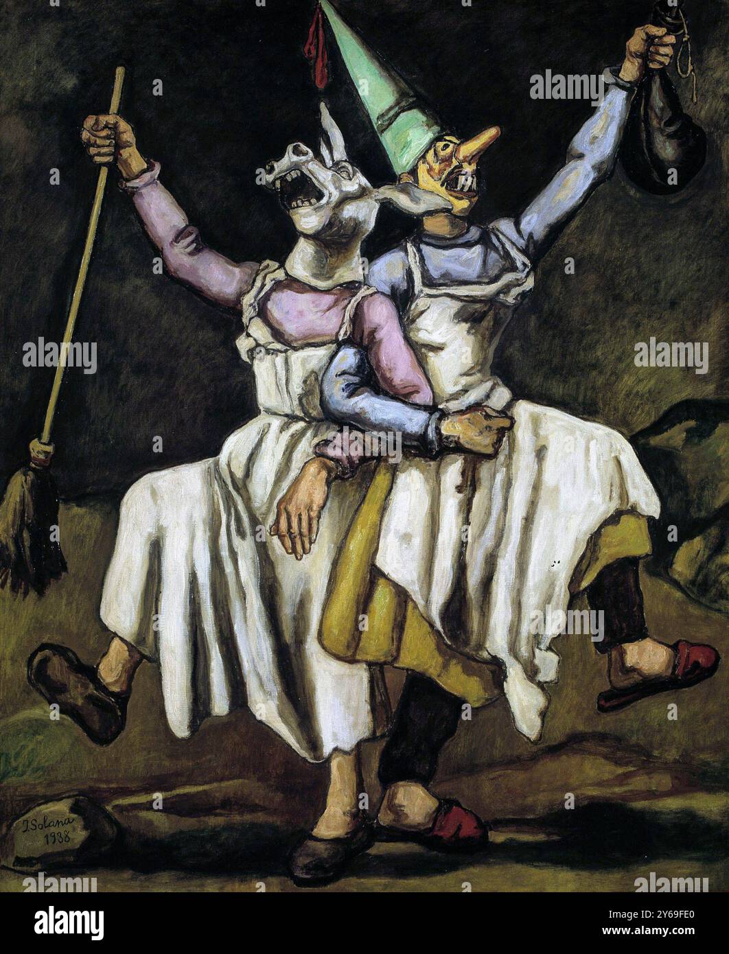 JOSE GUTIERREZ SOLANA. PINTOR ESPAÑOL . MADRID 1886 - 1945. " MASCARAS ...