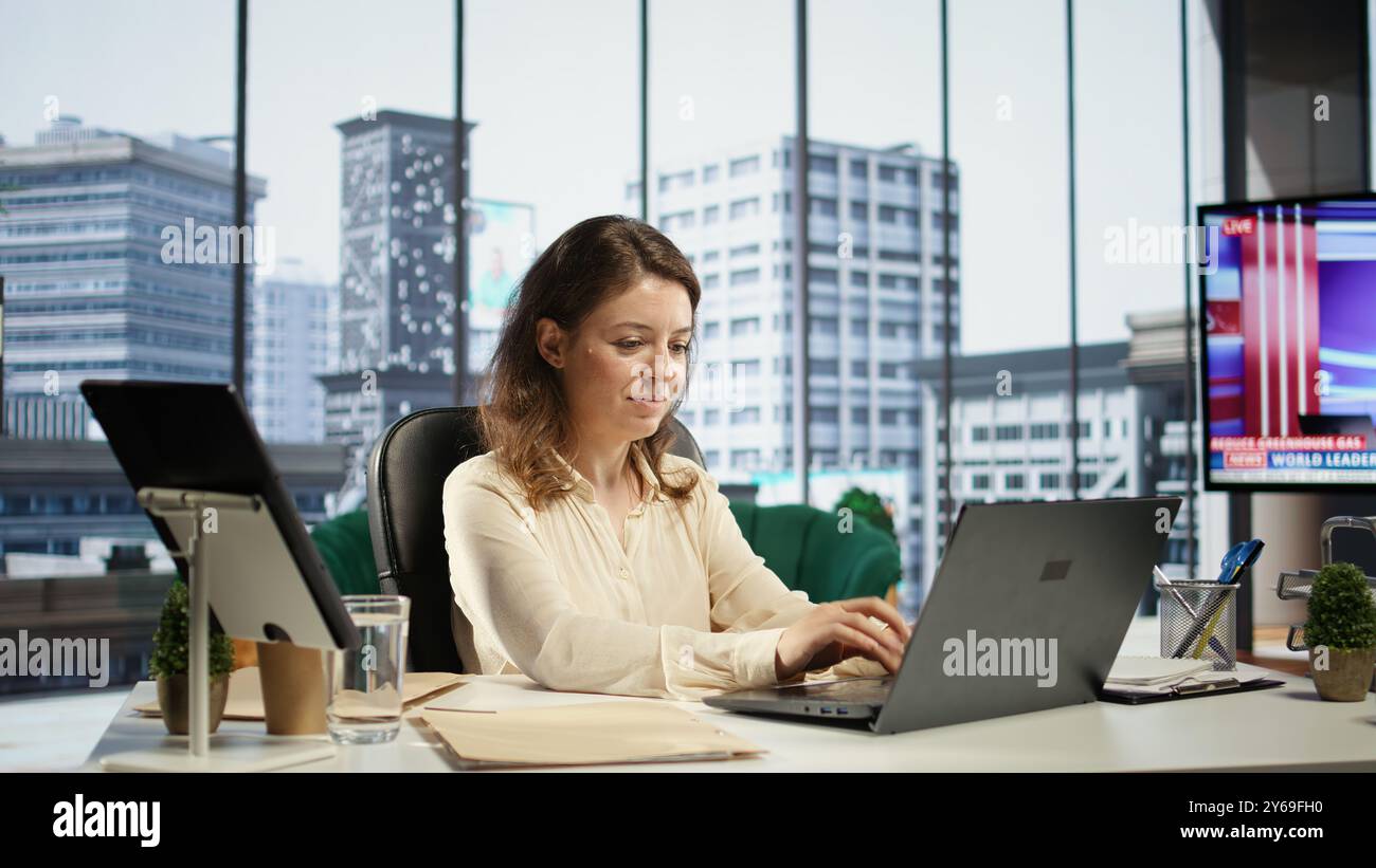 Female CEO strategically planning activity for business growth and ...