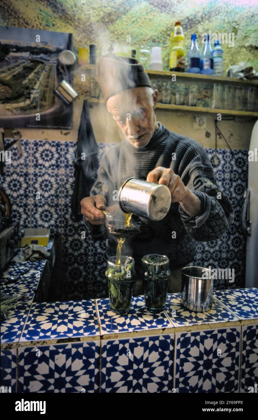 Traditional tea, mint tea,, Fes el Bali. Fez. Imperial City. Morocco ...