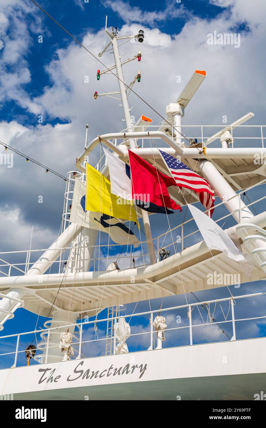 Flags on a cruise ship, Black Falcon Terminal, Boston, Massachusettes ...