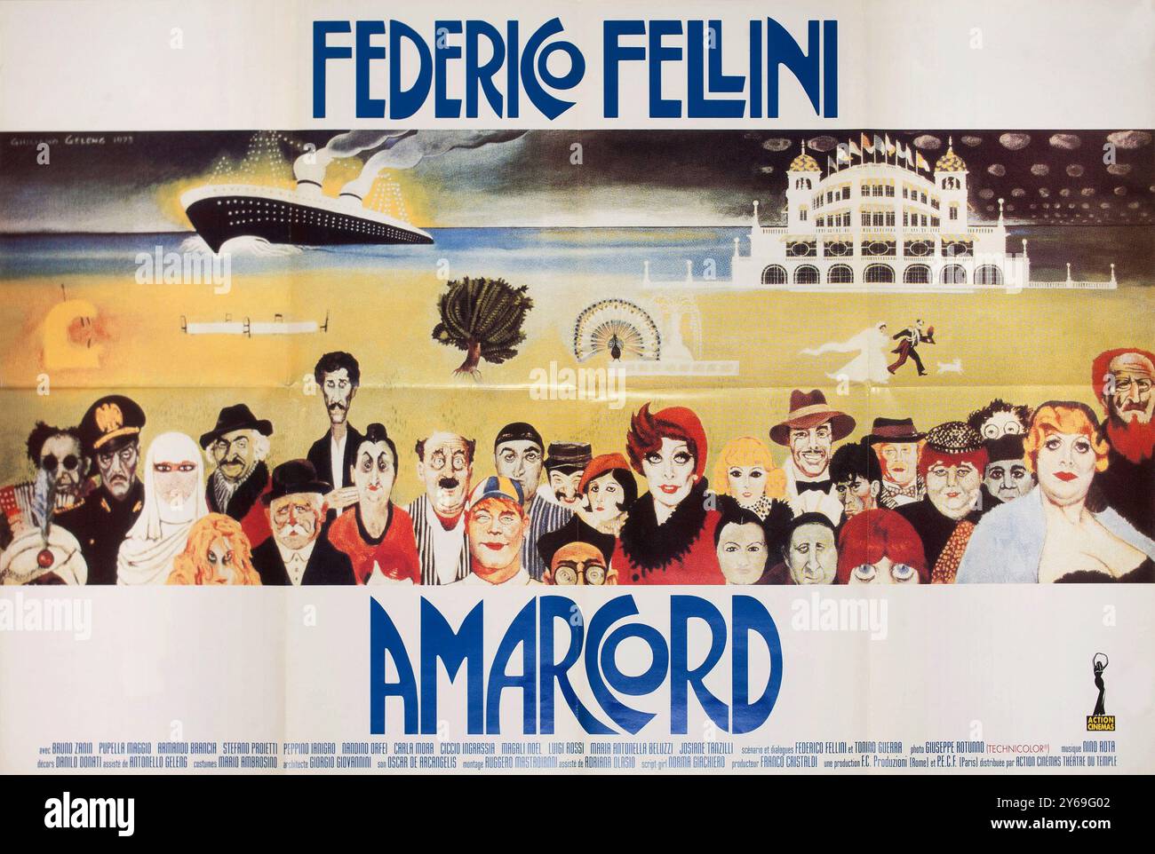Movie poster "Amarcord" by Federico Fellini. Museum: PRIVATE COLLECTION. Author: Giuliano Geleng ...