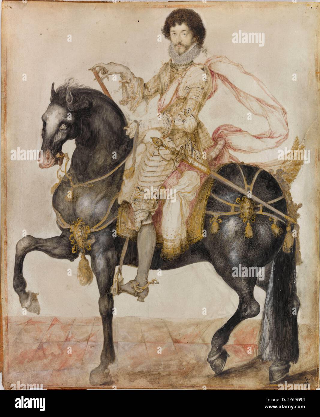 Portrait of Louis de Guise, baron d'Ancerville (1588-1631) on horseback ...