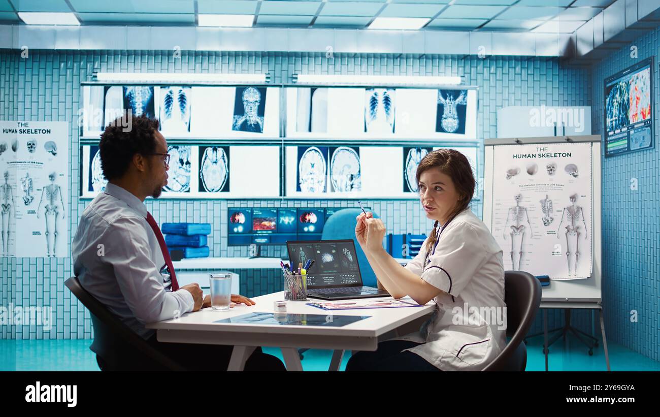 Healthcare professional sharing her medical expertise with a patient in ...