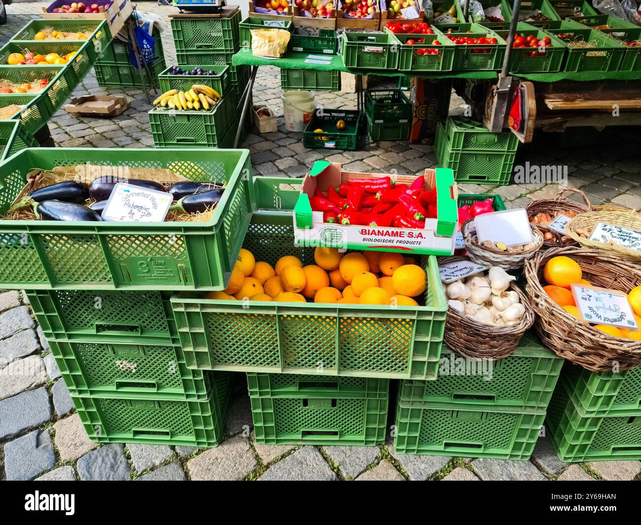 Preetz, Germany 21. September 2024: A market with fruit and vegetable ...