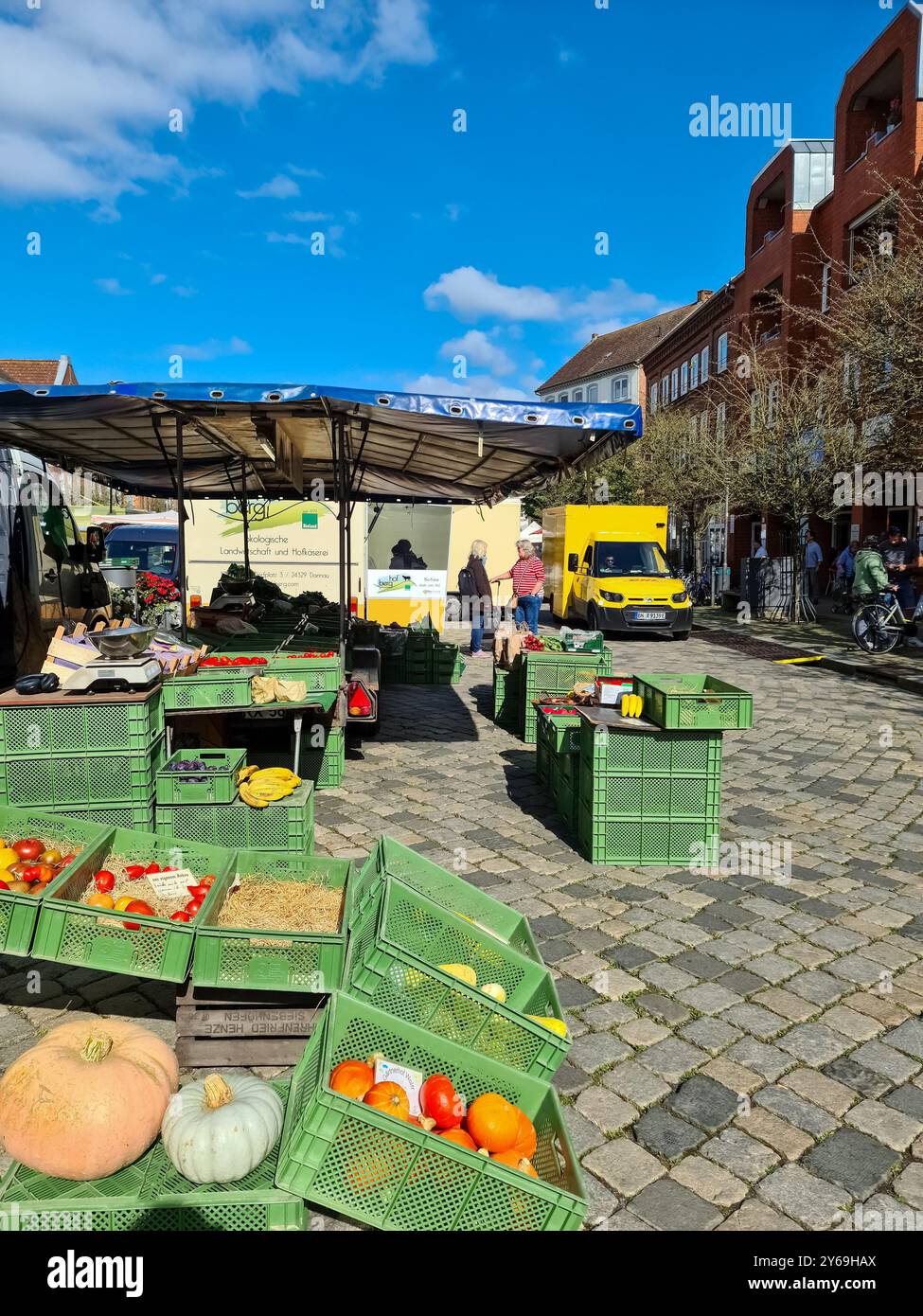 Preetz, Germany 21. September 2024: A market with fruit and vegetable ...