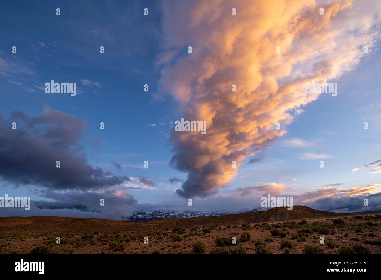 sunset over the great atlas, Morocco, Africa Stock Photo - Alamy